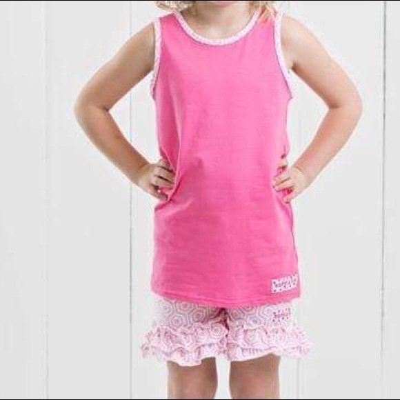 Ruffle Girl | Matching Sets | Ruffle Girl Pink Tank Honeycomb Short Set ...